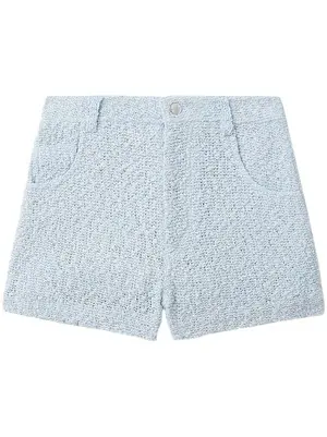 IRO PARIS High-waisted Tweed Shorts - Blue