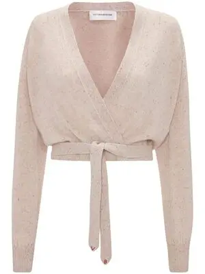 Victoria Beckham Wrap-front Cashmere Cardigan - Neutrals