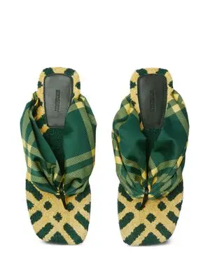 Burberry Check Pool Flat Slides - Green