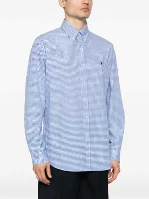 Polo Ralph Lauren Polo Pony Checked Polo Shirt - Blue