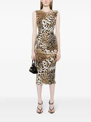 Roberto Cavalli Jaguar-print Midi Dress
