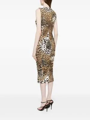 Roberto Cavalli Jaguar-print Midi Dress