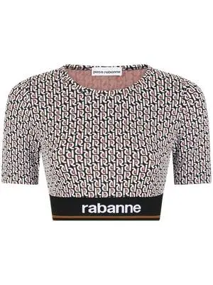Rabanne Monogram-print Cropped T-shirt