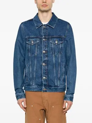 Palm Angels Embossed-monogram Denim Jacket - Blue