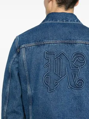 Palm Angels Embossed-monogram Denim Jacket - Blue