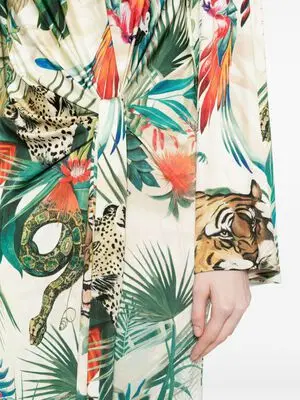 Roberto Cavalli Jungle-print Maxi Wrap Dress