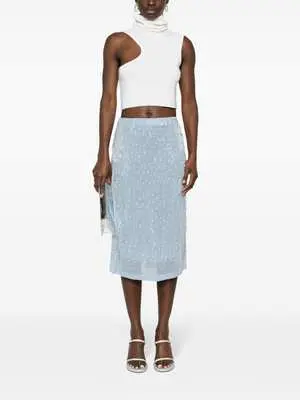 P.a.r.o.s.h Bead-embellished Chiffon Knee-length Skirt