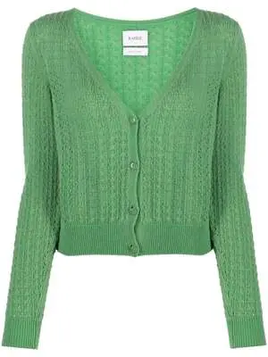 BARRIE V-neck Cashmere Cardigan - Green