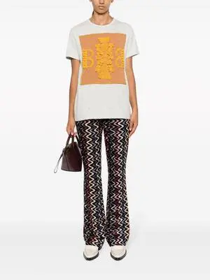 BARRIE Logo-embroidered Embellished T-shirt - Grey