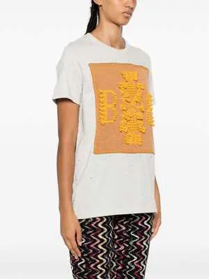 BARRIE Logo-embroidered Embellished T-shirt - Grey