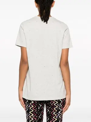 BARRIE Logo-embroidered Embellished T-shirt - Grey