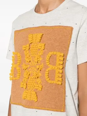BARRIE Logo-embroidered Embellished T-shirt - Grey