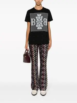 BARRIE Logo-embroidered Embellished T-shirt - Black