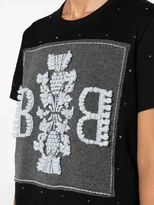 BARRIE Logo-embroidered Embellished T-shirt - Black