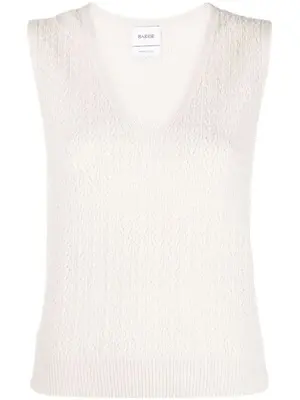 BARRIE V-neck Cashmere Top - Neutrals