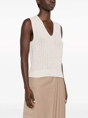 BARRIE V-neck Cashmere Top - Neutrals