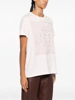 BARRIE Logo-embroidered Embellished T-shirt - Pink