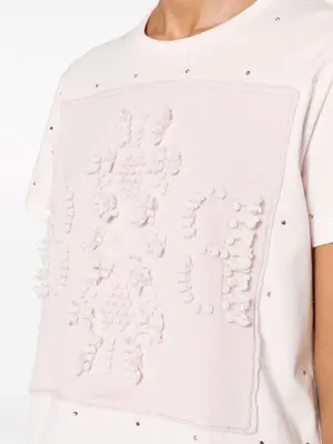 BARRIE Logo-embroidered Embellished T-shirt - Pink
