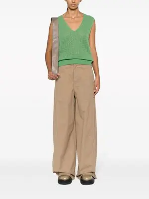 BARRIE V-neck Cashmere Top - Green