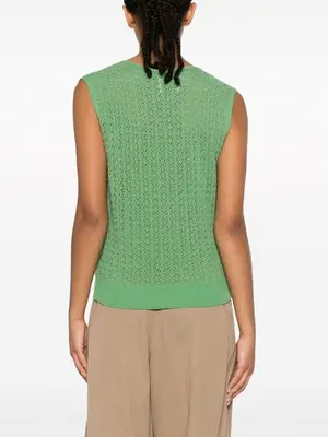 BARRIE V-neck Cashmere Top - Green