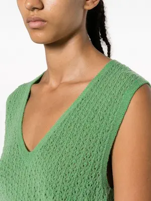 BARRIE V-neck Cashmere Top - Green