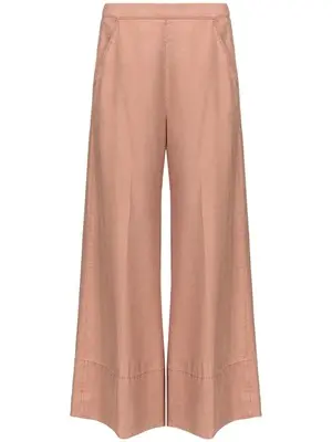 Pinko Love Birds-embroidered Wide-leg Trousers - Neutrals
