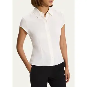 Theory Cap-sleeve Silk Georgette Blouse - Black - 00