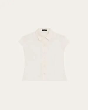 Theory Cap-sleeve Silk Georgette Blouse - Ivory