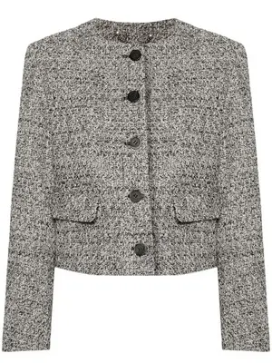 GOLDEN GOOSE Bouclé Cropped Jacket - Black