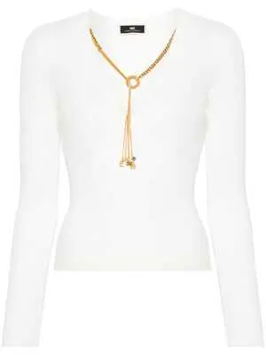 Elisabetta Franchi Ribbed Jumper With Detachable Necklace