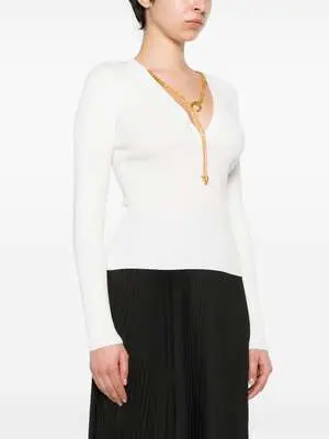 Elisabetta Franchi Ribbed Jumper With Detachable Necklace