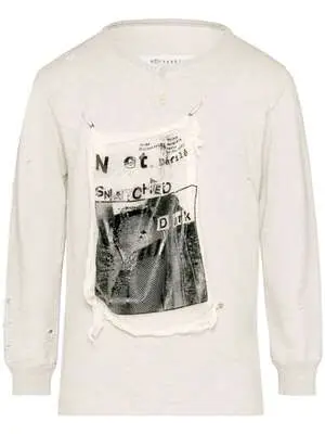 MAISON MARGIELA Invitation Distressed Cotton Sweatshirt - Neutrals