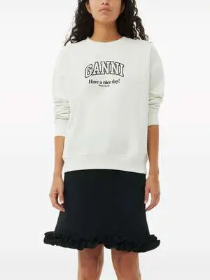 GANNI Logo-print Sweatshirt - White
