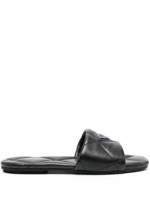 Emporio Armani Eagle-motif Quilted Sandals - Black