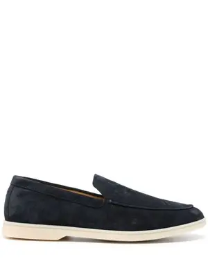 HENDERSON BARACCO Logo-embroidered Suede Loafers - Blue