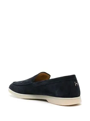HENDERSON BARACCO Logo-embroidered Suede Loafers - Blue