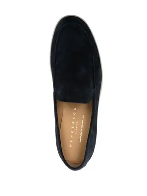 HENDERSON BARACCO Logo-embroidered Suede Loafers - Blue