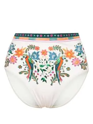 Zimmermann Floral-print High-waisted Bikini Bottom - Neutrals