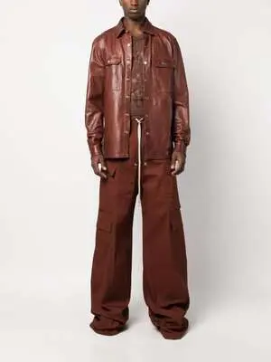 Rick Owens Long-sleeved Leather Shirt Jacket