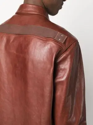 Rick Owens Long-sleeved Leather Shirt Jacket