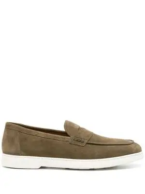 DOUCAL'S Doucal's Suede Penny-Slot Loafers Green