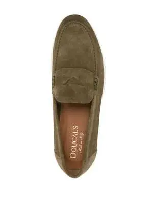 DOUCAL'S Suede Penny-slot Loafers - Green