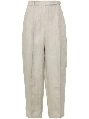 Brunello Cucinelli Mid-rise Tapered Linen Trousers