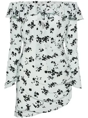 ALESSANDRA RICH Alessandra Rich Rose-Print Silk Mini Dress