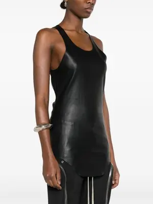 Rick Owens Sleeveless Leather Tank Top - Black