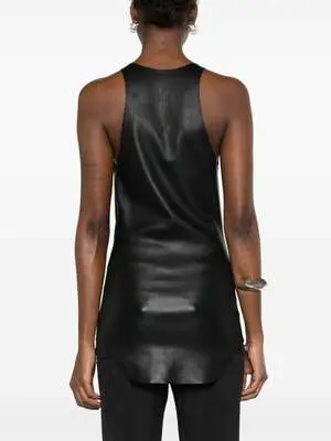Rick Owens Sleeveless Leather Tank Top - Black