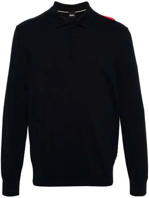 BOSS Fine-knit Polo Jumper