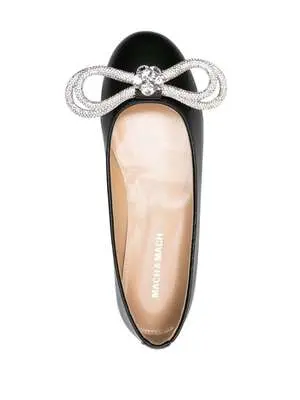 Mach & Mach Double Bow Leather Ballerina Shoes