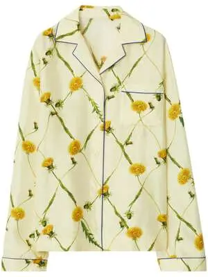 Burberry Dandelion-print Silk Pyjama Shirt - Neutrals