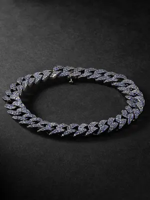 Shay 18-karat Blackened Gold Sapphire Chain Bracelet - Blue